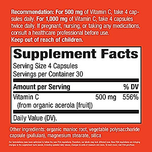 Nature's Way Alive! Vitamin C Supplement with Organic Acerola, Immune Support*, 120 Capsules