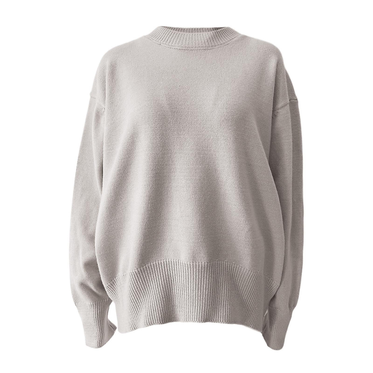 ofertas de Black Women Friday 2023 Oversized Sweaters for Women Fall and Winter Cable Knit Crew Neck Loose Solid Color Sweater Quality Mens (Beige, M)