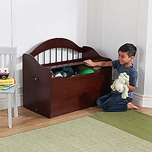 KidKraft Limited Edition Wooden Toy Box and Bench with Handles and Safety Hinges - Espresso, Gift for Ages 3+