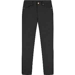IZOD Boys' School Uniform Twill Khaki Pants, Flat Front & Comfortable Waistband, Black 5-Pocket, 16 Husky