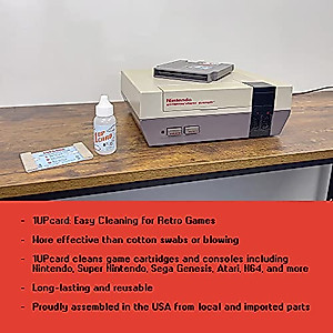 1UPcard Video Game Cartridge Cleaning Kit | 3 Pack of Cards with Cleaning Fluid | Compatible With Nintendo, Super NES, Sega Genesis, N64, Gameboy, Atari & More