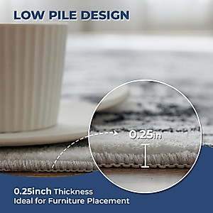 Syalife 6x9 Washable Area Rug - Soft, Non-Shedding, Low-Pile for Living Room, Bedroom, Office & Nursery - Distressed Style with Non-Slip Backing, Black/White