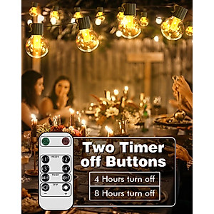 FREECUBE 50 Led Outdoor String Lights G40 Globe, 49FT Dimmable Patio Lights with Remote, 4 Modes, Timer, Waterproof Outdoor String Lights for Yard, Balcony, Backyard Festival Decor