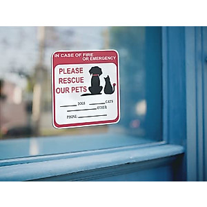 in Case of Fire Or Emergency Please Rescue Our Pets 5 Inch Front Door Window Alarm Alert Animal Pet Dog Cat Kitten Bird Rabbit Rescue House Home RV Safety CS1414-2PK