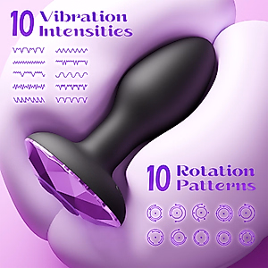 ZQADZY Anal Plug Adult Sex Toy with 10 Rotating & Vibration Settings, Couple Sex Toys Anal Vibrator, Vibrating Butt Plug Sex Toys for Men Female Sex Toys Prostate Massager, Adult Sex Toys & Games