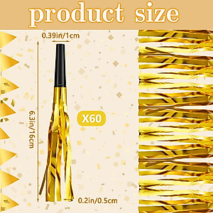 60 Pieces Glitter Metallic Fringed Noise Maker Black and Gold Musical Blowouts New Year's Party Favors Noise Whistle Party Horns and Blowers Squawker Whistles for Birthday Graduation Decoration Supply