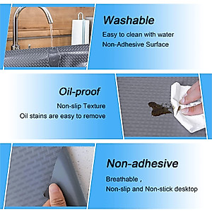 FEXIA Shelf Liner for Kitchen Cabinets, 17.5 Inch x 20 FT(240 Inch) Non Adhesive Cabinet Liner, Drawer Liners, Refrigerator Liners, Washable Oil-Proof Fridge Pads Shelves Drawer (Gray)