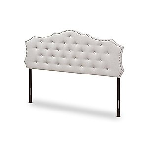 Baxton Studio Coralie Modern and Contemporary Greyish Beige Fabric Queen Size Headboard