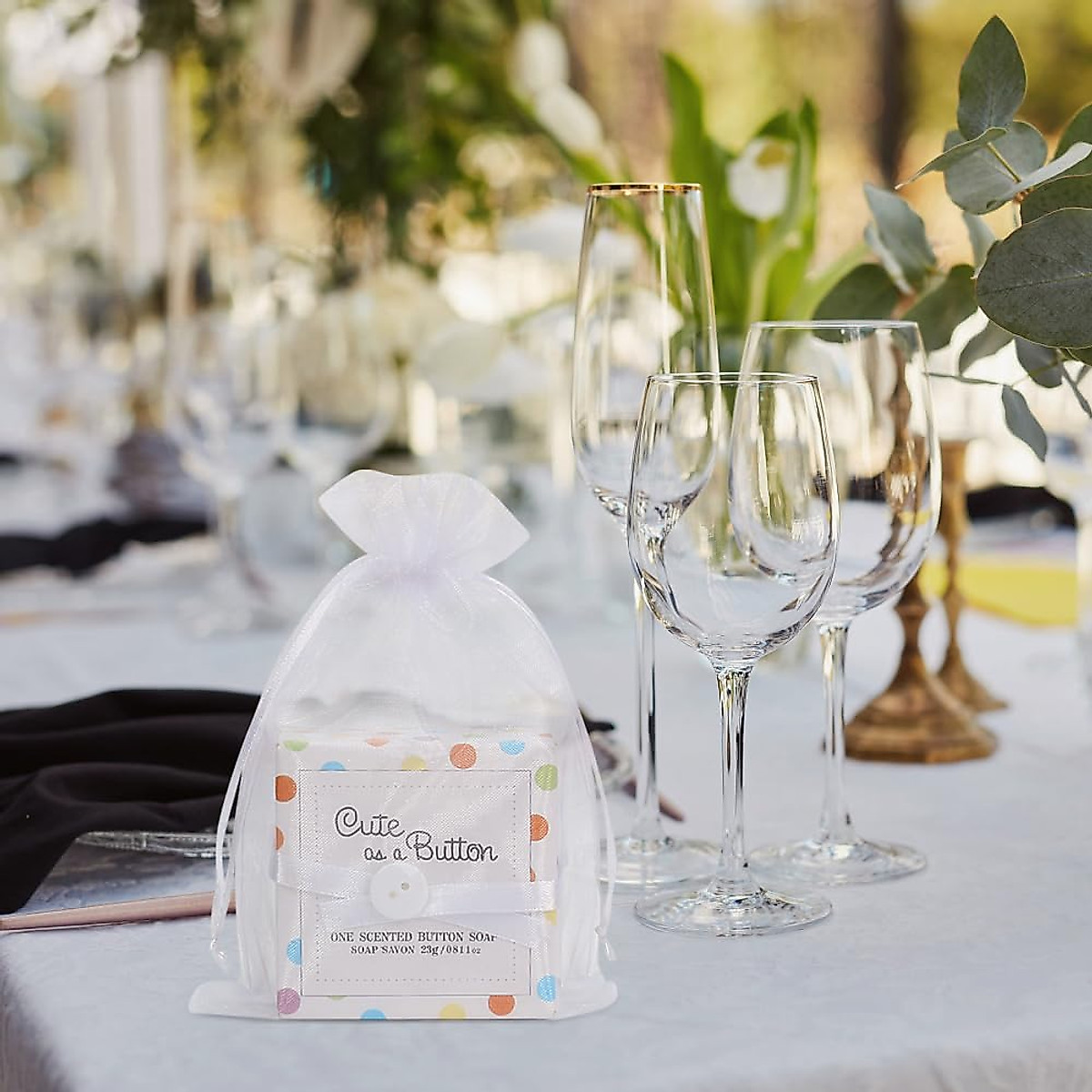 HRX Package 100pcs White Organza Bags, 4 x 6 inches Christmas Wedding Favors Gift Drawstring Bags Jewelry Pouches Candy Mesh Pouches