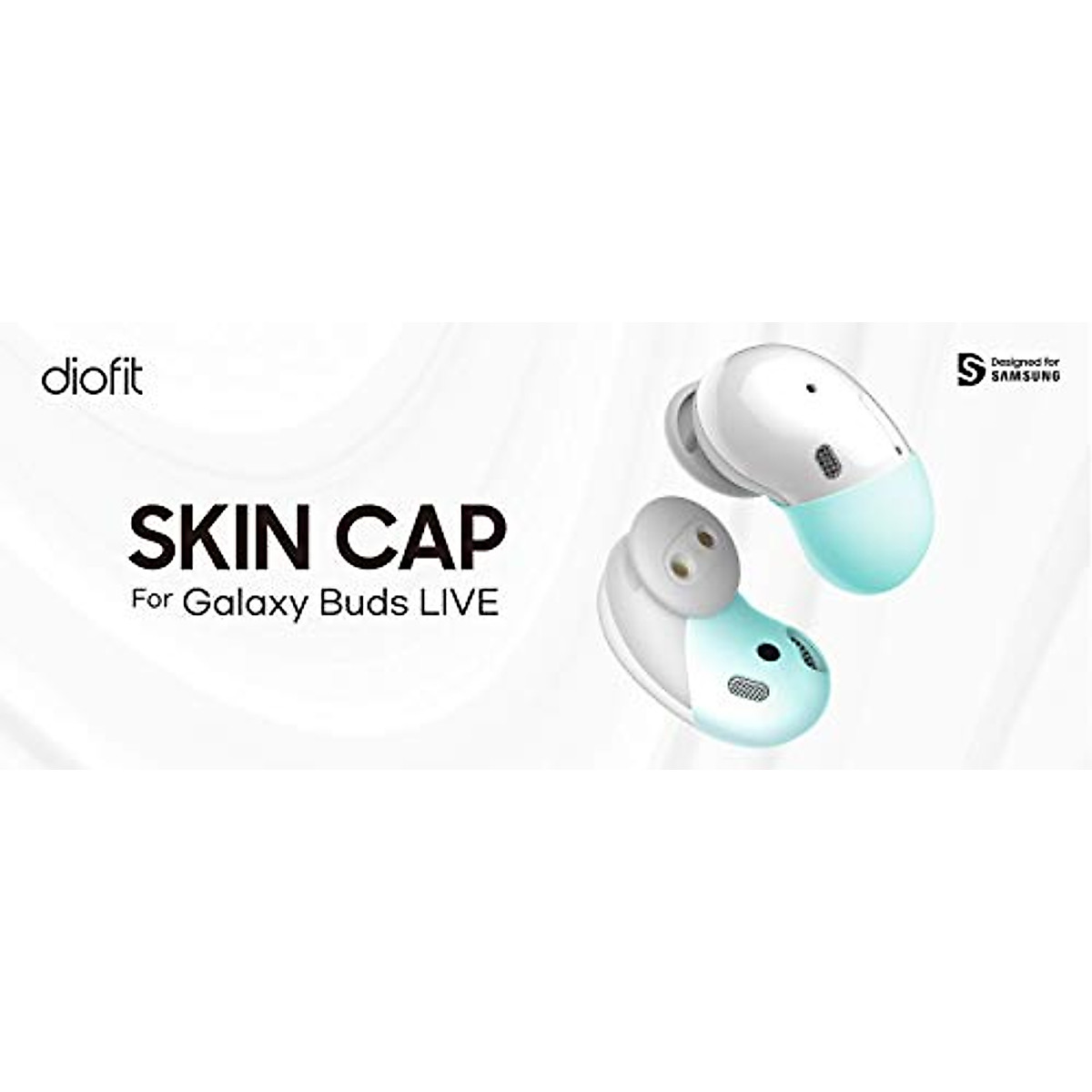 diofit Skin-Friendly Silicone Tips for Galaxy Buds Live. Comfortable Wearing. Stable Fit, 2 Pairs (White)