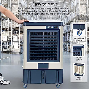KEGIAN 8979CFM Evaporative Air Coolers, Swamp Cooler with Continuous Auto Fill, 120° Oscillating, 3-Speed Mode, Air Cooler, Portable Cooler Fan for Indooor Outdoor Patio Garage Commercial Use 58''