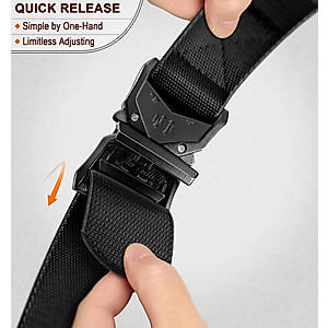 BULLIANT Men's Tactical Belt Military Rigger Elastic Nylon Belt fo Gift Men Work Heavy Duty 1.5",QUICK RELEASE(Black,30"-34" Waist Adjustable)