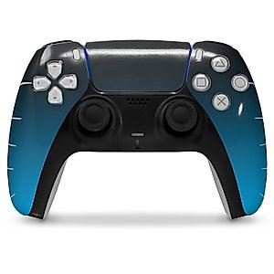 WraptorSkinz Skin Wrap compatible with Sony PS5 DualSense Controller Smooth Fades Neon Blue Black (CONTROLLER NOT INCLUDED)