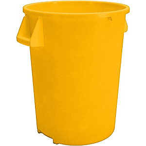 Carlisle FoodService Products Bronco Yellow 32 Gallon Round Waste Bin Trash Container - 84103204 - Pack of 4