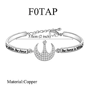 FOTAP The Force Bracelet I Am One with The Force The Force is with Me Jewelry Funny Gift (S- Force Bracelet)