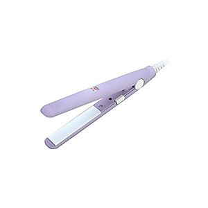 Flat Iron Mini Hair Straightener and Curler 2 in 1 for Ceramic Tourmaline Plate Beauty Heating Salon (US Plug Purple)