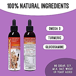 ArthriMaxx Cat Supplement for Joints, Liquid Drops, Anti-Inflammatory, Glucosamine & Chondroitin, for Joint Conditions, Chicken Flavor, 4 Month Supply