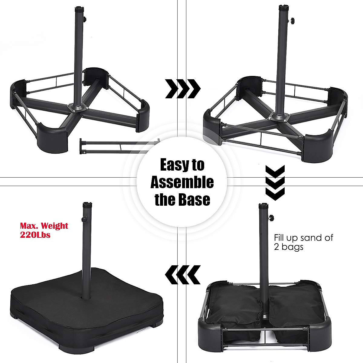 Tangkula 15 Ft Patio Double Sided Umbrella with Base, Extra Large Market Outdoor Twin Table Umbrella with Crank Handle