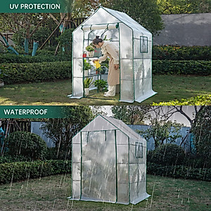 Greenhouses for Outdoors,Portable Walk in Greenhouse for Garden Plants That Need Frost Protection and Away from Pests,Animals(56"x55"x78")-White