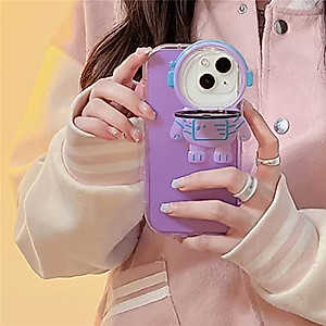 Beskinmer Compatible with iPhone 11 Case,Cute Clear Astronaut Case for Women with Astronaut Folding Camera Cover Kickstand Case Slim Soft TPU Shockproof Bumper - Clear