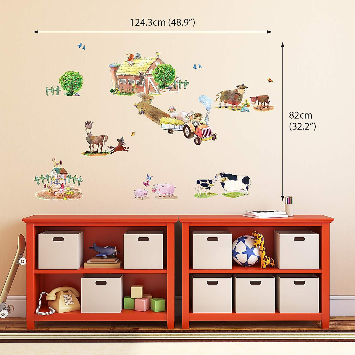 DECOWALL DWL-1407N Pony Club and Farm Animals Kids Wall Stickers Wall Decals Peel and Stick Removable Wall Stickers for Kids Nursery Bedroom Living Room Decor