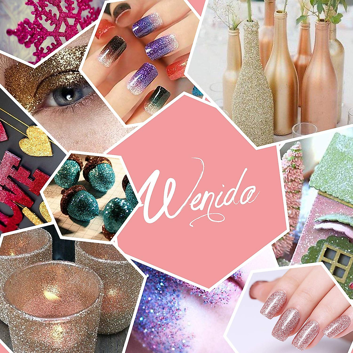 Glitter Wenida 12 Colors Holographic Cosmetic Festival Powder Sequins Craft Glitter for Arts Face Hair Body Nail