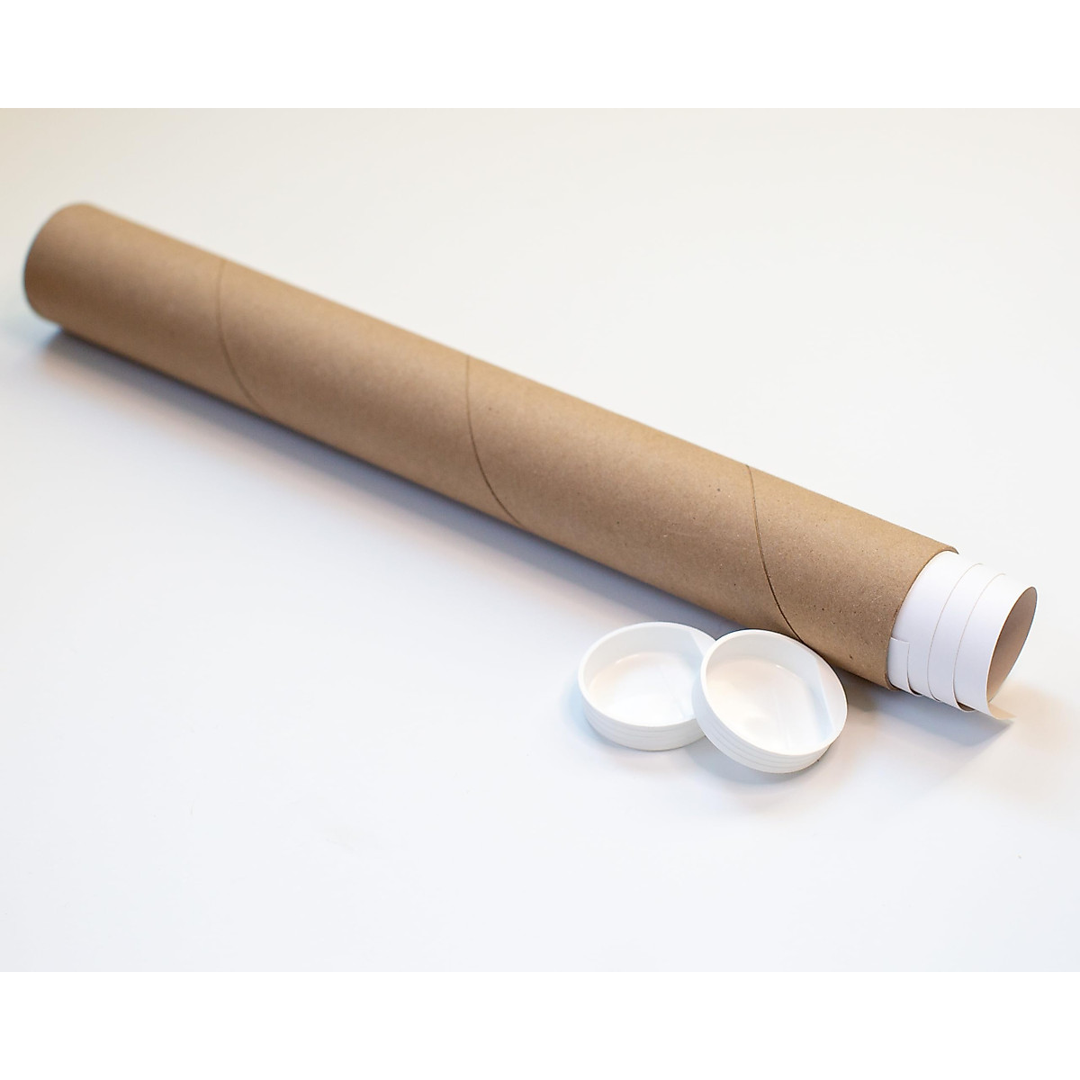 Packhorse Supply | 2-pack Kraft Mailing Tubes with Caps | 2-inch x 12-inch Usable (13" total length) | Heavy-Duty Cardboard Poster Tubes for Shipping and Storage of Documents and Art
