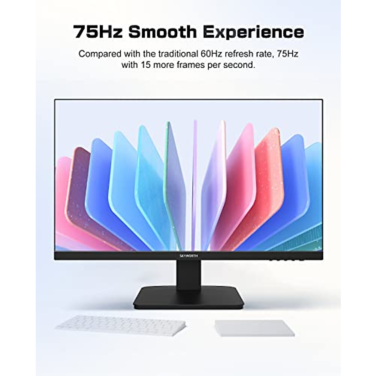 Skyworth 24 inch Monitor Full HD 1920 x 1080p 75Hz IPS Display, 16.7M 8bit 99% sRGB Computer Monitor, HDMI VGA Audioout Displayport, Ultra Slim Monitor for PC Desktop, Metal Black, 24B1H