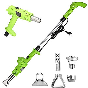 QCLUEU 3 in 1 Electric Weed Burner, Electric Thermal Weeding Stick, BBQ Igniter, Heat Gun, Up to 650℃, Garden Weeder Tool, with 5 Nozzles, 2000W (Color : Green)