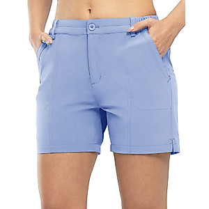 TBMPOY Women's 5'' Golf Hiking Shorts Quick Dry with 5 Pockets Stretch Athletic Casual Summer Trip Water Resistant Blue Purple XL