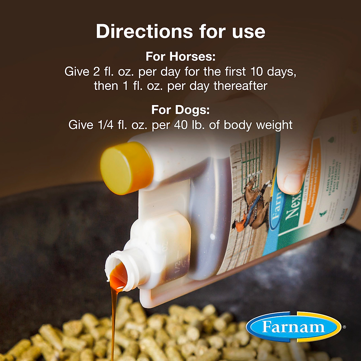 Farnam Next Level Horse Joint Supplement for Horses & Dogs, Helps Maintain Connective Tissue to Ease Joint Stiffness Due to Daily Activity, 32 oz, 32 Day Supply
