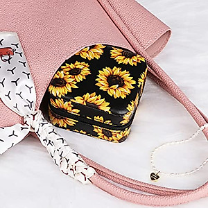 Travel Jewelery Case,Travel Essentials for Women Small Jewelry Box,Mini Travel Jewelry Organizer,Birthday Gifts for Women Bridesmaid Gifts Graduation Gifts for Girls Girlfriend Mom Wife Sunflower