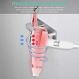 AXUAN Hair Dryer Holder Wall Mount,Bathroom & Bedroom Hair Care Styling Tools Organizer for Flat Iron,Curling Wand,Hair Straightener(Silver)
