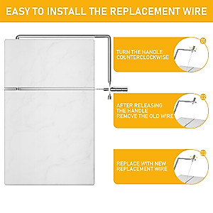 Cheese Slicer - Cheese Cutter with 5 Replacement Upgrade Thick Cutting Wires - Heavy Duty 5" x 8" Marble Board Cheese Slicer for Block Cheeses, Butter, Etc - Kitchen Gadget Cheese Slicer Tool - White