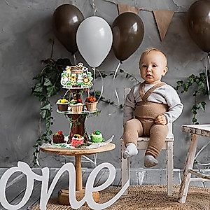 Safari Cupcake Sand 3 Tier Jungle Theme Baby Shower Decor Woodland Cupcake Holders Decorations Forest Wild Animals Theme Dessert Tower for Kids Birthday Party Supplies