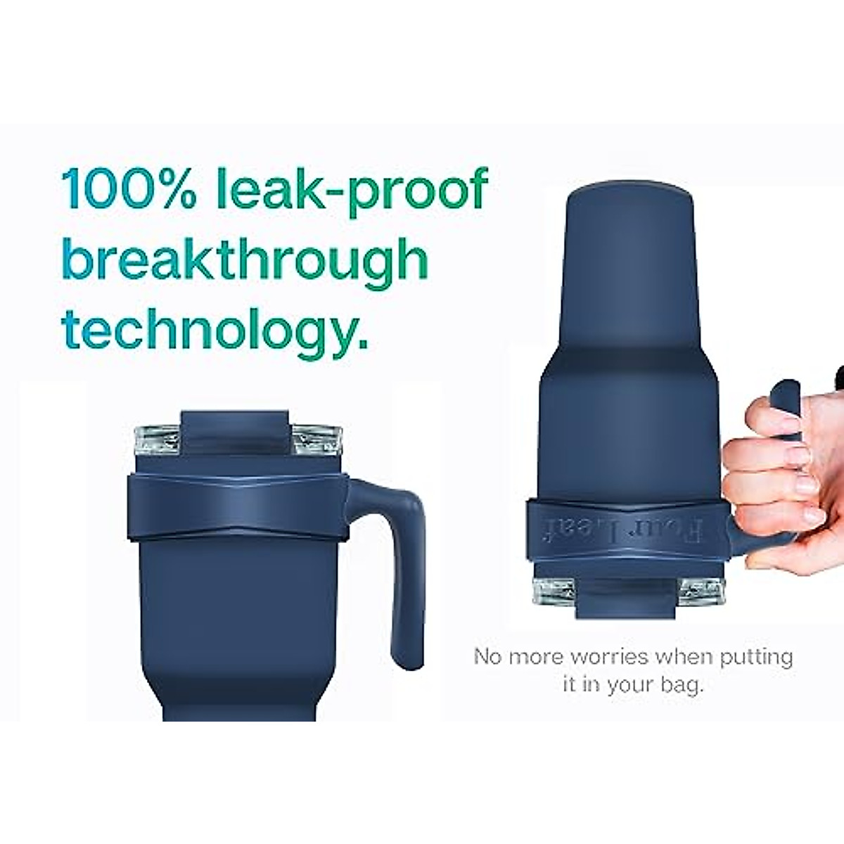 Four Leaf TrustyMate – 100% Leak Proof 40 Oz Tumbler with Handle and Built-In Straw Lid – Insulated Leak Proof Stainless Steel Tumbler