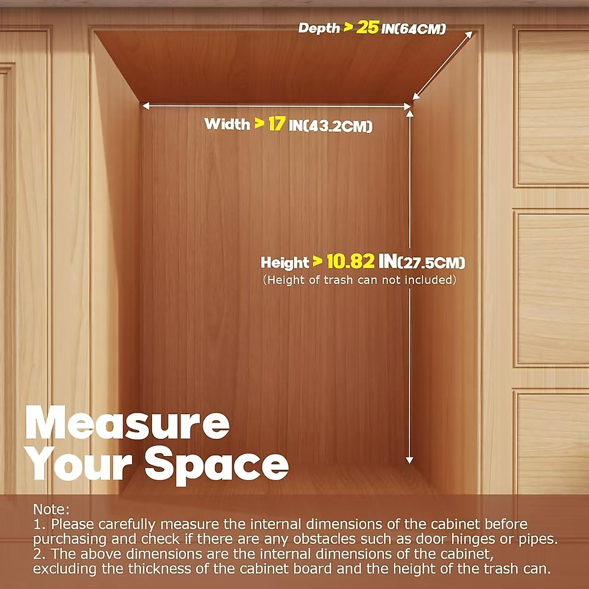 Biboraya 2-40 QT Pull Out Trash Can Under Cabinet with Soft-Close Slides,Door Mounting Slide Out Garbage Can Kit for Kitchen,Garbage Can Not Included, Requires Minimum Cabinets Opening 17" W X 25" D