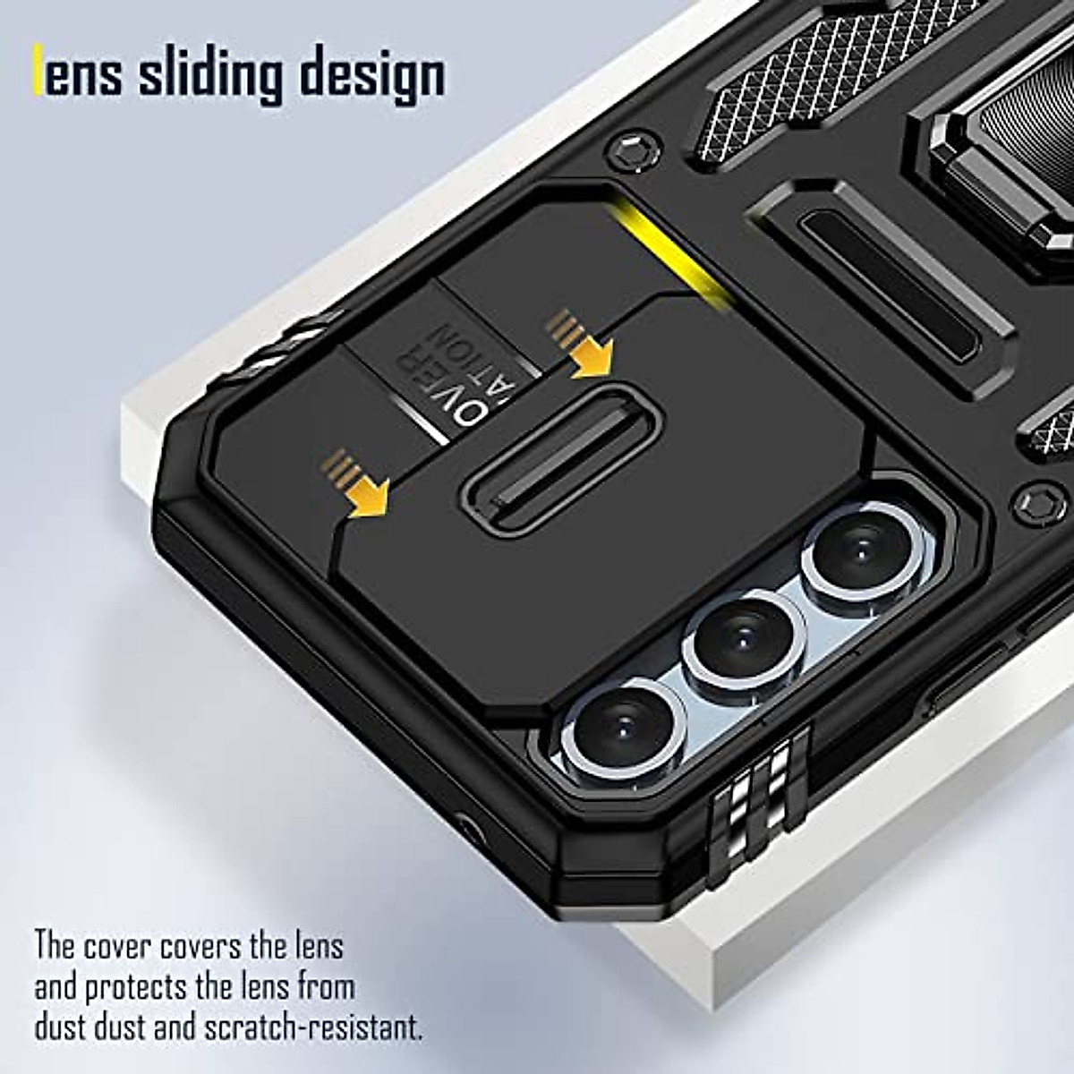 Samsung Galaxy S23 Plus 5G Case: Military Grade Drop Proof, Slide Camera Cover, Kickstand & 2x Screen Protector