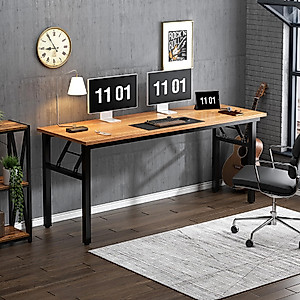 Need Computer Desk Office Desk 62 inches Folding Table with BIFMA Certification Computer Table Workstation No Install Needed, Teak AC5BB-157