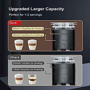 jdzhineng Electric Milk Frother and Steamer, 4-in-1 Milk Frother Electric Hot and Cold Foam Maker with 350ML/11.8OZ Milk Steamer, Automatic Milk Frother for Coffee, Latte, Hot Chocolate Milk, Black