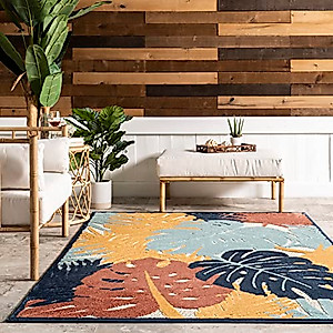 nuLOOM Alannah Tropical Border Indoor/Outdoor Area Rug, 5' x 7' 6", Blue