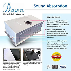 Dawn ASU103 Undermount Single Bowl Sink, Polished Satin