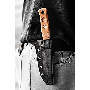 TOPS Knives Fieldcraft 3.5 Fixed Blade Knife, 3.75in, 1095 RC 56-58 Steel Blade, Tan MBROS-01