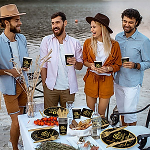 144PCS 50th Birthday Plates and Napkins Birthday Party Tableware Birthday Party Supplies 50th Birthday Party Decorations for Men Women 50th Birthday Paper Plates Napkins Cups Fork and Knives Serve 24