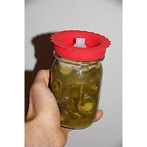 Mason jar Silicone Lid and Silicone duck bill check valve Airlock, Fits Regular and Wide mouth Mason jars. Made from 100% silicone, Great for fermenting. 4 Pack. Not made for canning.