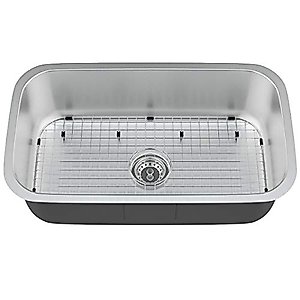 Giantex Single Bowl Kitchen Sink 16 Gauge Stainless Steel Undermount Wash Sink with Metal Tray 9” Deep (31''Lx18.5''Wx9''H)