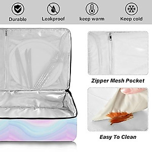 Kcldeci Insulated Thermal Food Carrier Insulated Casserole Carrier for Hot or Cold Food,Marble Texture Insulated Tote Bag for Potluck Cookouts Parties Picnic,Lasagna Lugger