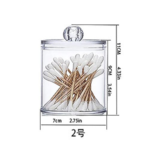 2Pcs Transparent Acrylic Qtip Holder Cotton Swab Organizer Bathroom Canister Storage Organization Makeup Organizer with Lid for Cotton Ball Cotton Swab Cotton Round Pads