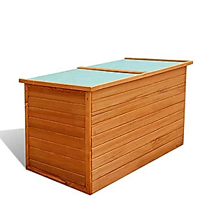 loibinfen Patio Storage Box 49.6"x28.3"x28.3" Wood Deck Box, Outdoor Wood Garden Backyard Organization, Garden Storage Box for Patio Furniture Gardening Tools Toys Cushions (Weight:38.36 lbs)