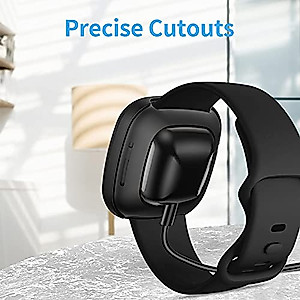 NANW 4-Pack Hard PC Screen Protector Compatible with Fitbit Versa 3/Sense, Built in 9H Tempered Glass Case, Full Coverage Protective Bumper, Sensitive Cover for Versa 3 /Sense Smartwatch Only